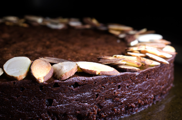 Flourless Dark Chocolate Bourbon Cake with Almond Cream | Lee & Lou Cook